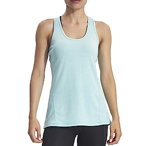 NELEUS Workout Running Racerback Long Tank Top for Women,8006,3 Pack,Pink,Purple,Light Green,L,EU XL