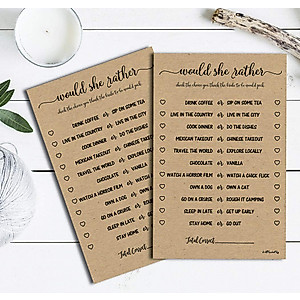 All Ewired Up Would She Rather Game - Kraft (50-sheets) Rustic Bridal Wedding Shower or Bachelorette Party Game, Printed Engagement Rehearsal (Large Size Sheets)