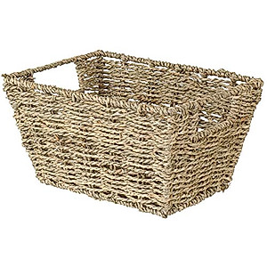 Red Co. Multi-Purpose Nesting Seagrass Basket with Handles Set of 4, Storage Containers, Home Organizers