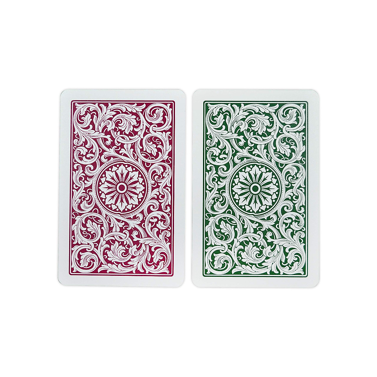Copag 1546 Design 100% Plastic Playing Cards, Bridge Size (Narrow) Green/Burgundy (Standard Index, 1 Set)