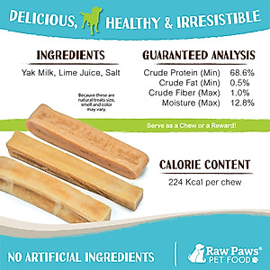 Raw Paws Himalayan Yak Chews for Dogs, Medium Chews (4 Count) - Himalayan Cheese for Medium Dogs - Yak Bones for Dogs - Yak Milk Bones for Dogs - Dog Cheese Chews Himalayan - Yak Chews for Medium Dogs