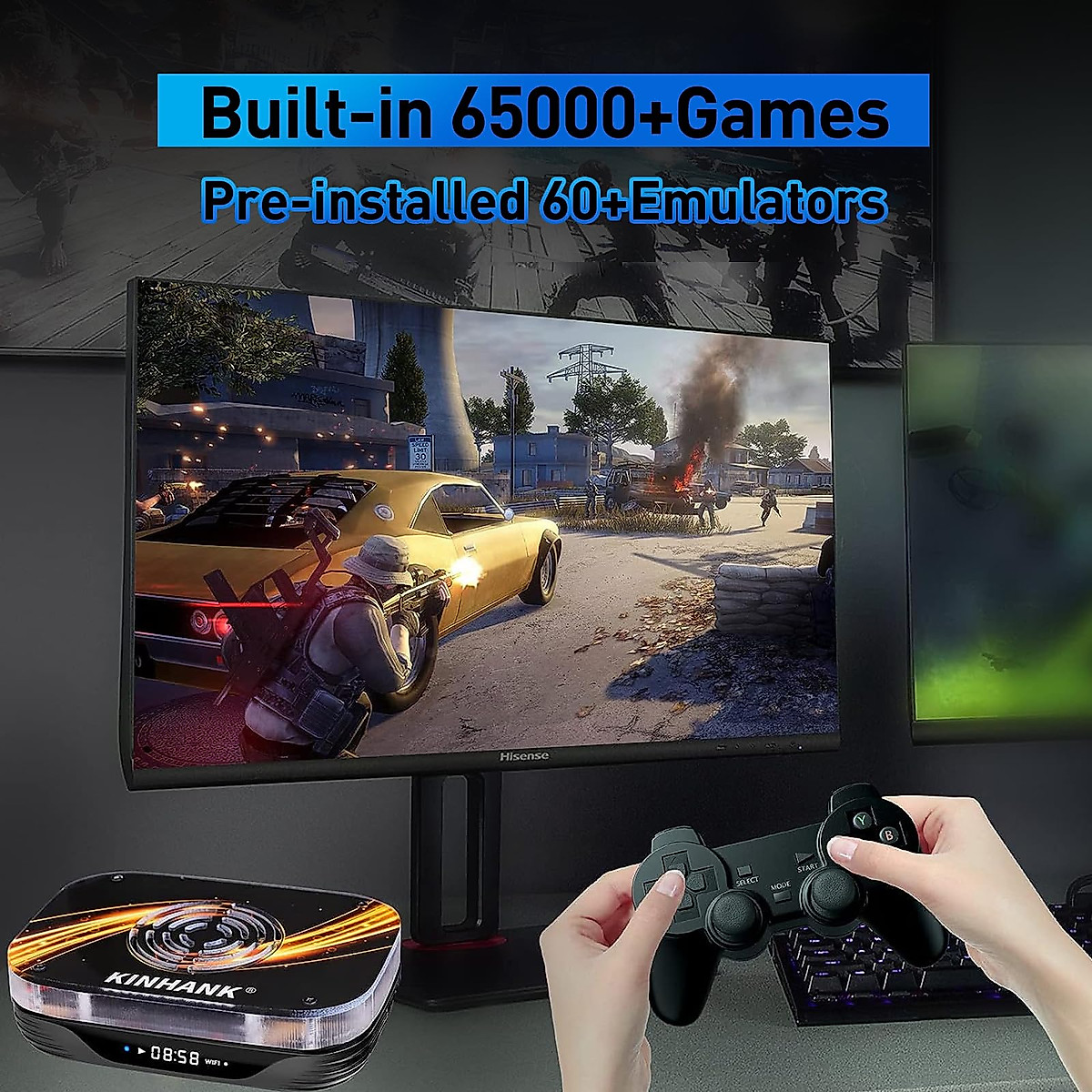 Kinhank Super Console X3 Plus Retro Video Game Consoles Built-in 65000+ Games, Android TV 9.0/CoreELEC/Emuelec 4.6 Game System, S905X3 Chip, 8K UHD Output,2.4G/5G, BT 4.0, USB 3.0