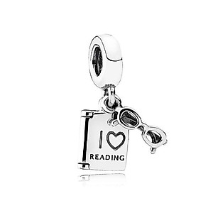 925 Sterling Silver I Love Reading Dangle Charm Beads Lucky Book Fits Pandora Bracelet Charms & European Bracelets