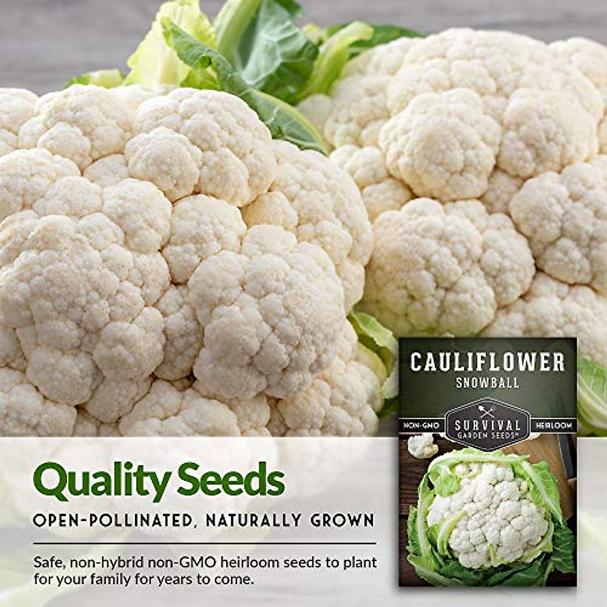 Survival Garden Seeds - Snowball Cauliflower Seed for Planting - Packet with Instructions to Plant and Grow Amazing White Vegetables in Your Home Vegetable Garden - Non-GMO Heirloom Variety
