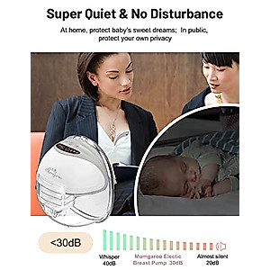 Mumgaroo Multifunctional Wearable Electric Breast Pump Hands Free, LED Display, 3 Modes & 12 Levels , Ultra-Quiet, Rechargeable, Portable , 2 Pack