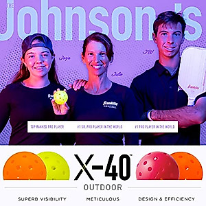Franklin Sports Outdoor Pickleballs - X-40 Pickleball Balls - USA Pickleball (USAPA) Approved - 3 Pack Outside Pickleballs - Ember - US Open Ball