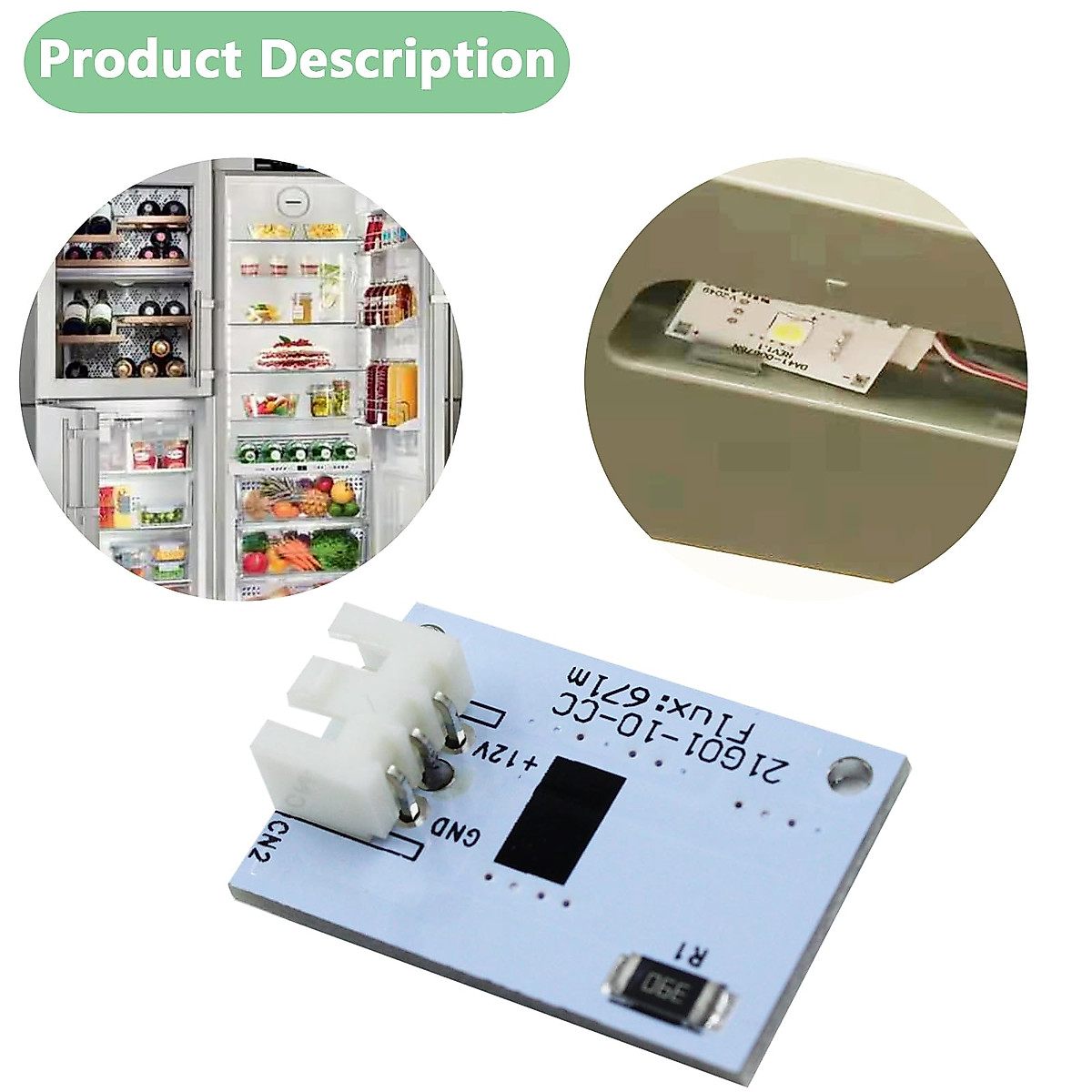 DA41-00676J Freezer Led Light Fit for Samsung Freezer Led Light replacement AP6000168 PS11732779 EAP11732779(2 Pcs)