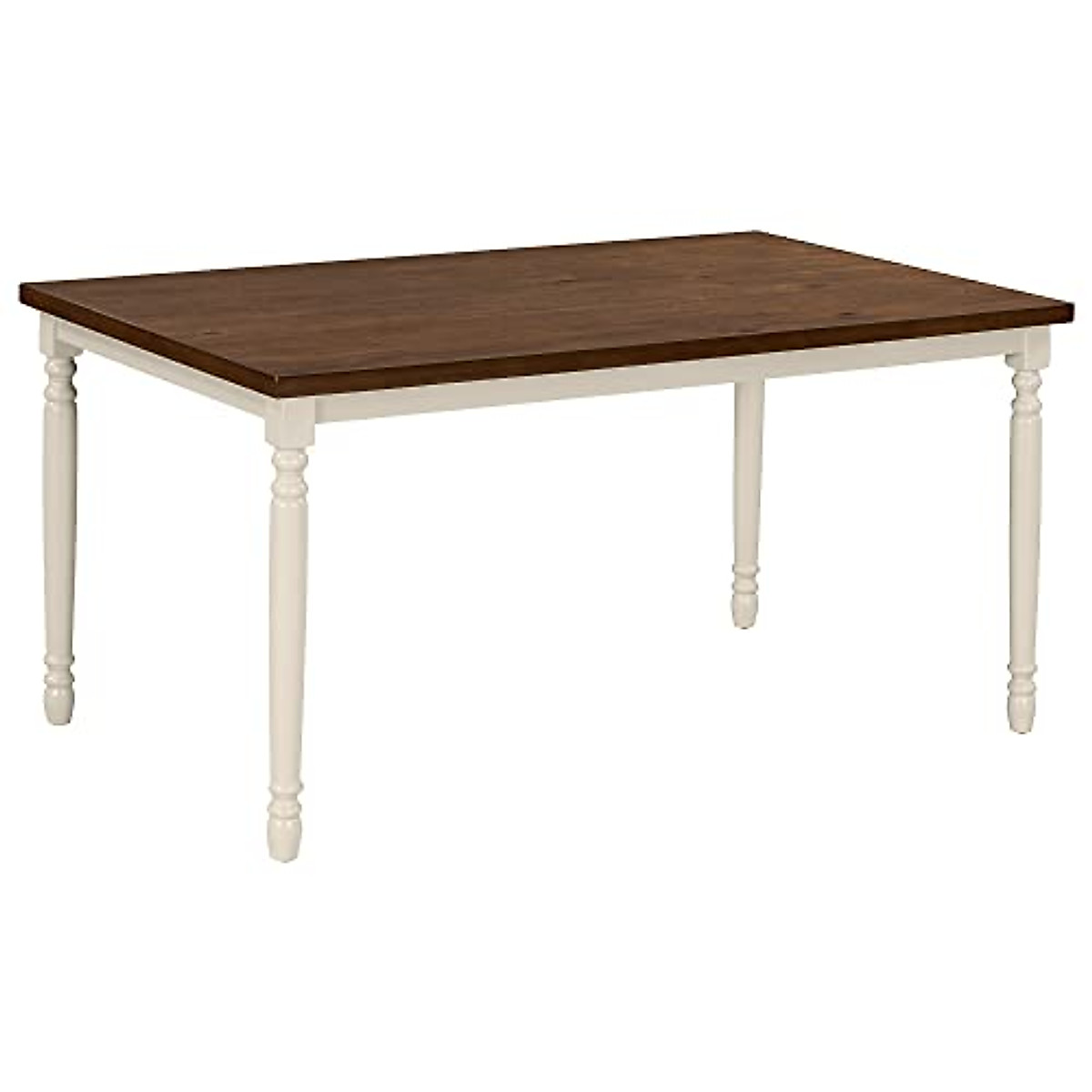 KoiHome 6-Piece Classic Wood 4 Chairs with Bench, East-West Family Furniture Dining Table Set for Restaurant, Kitchen (Brown+Cottage White)