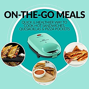 Nostalgia MyMini Personal Sandwich Maker, Nonstick Panini Press, Pizza Pockets, Quesadillas, Mint Green