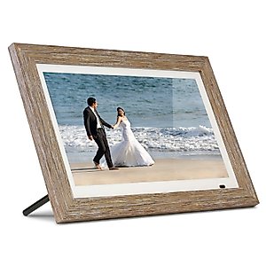 Aluratek 13" Distressed Wood Digital Photo Frame with 8GB Built-in Memory, 2 Interchangeable Frames, USB/SD/SDHC Supported, Built-in Clock & Calendar, Non-WiFi