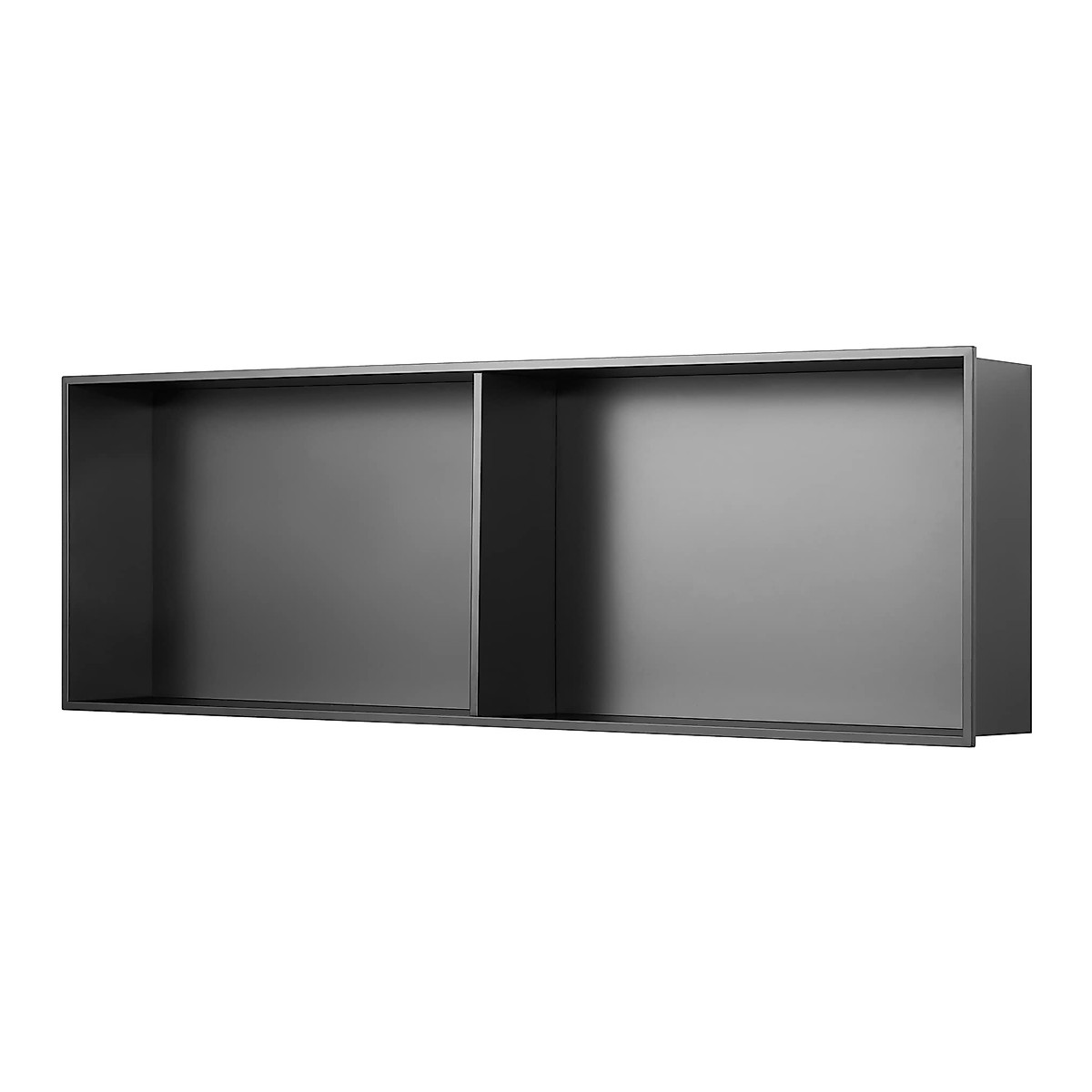 Sunrosa 12 X 36 Inch Shower Niche, Black Wall Niche Stainless Steel Wall Niche NO Tile Needed Recessed Niche Shower for Bathroom Storage, 1 Dividers