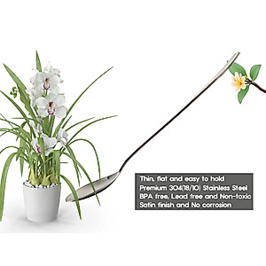 BALWOO [1 Set] [Made in Korea] Orchid Design Korean Style Sticky Rice Spoon Chopsticks Set Silverware Set 304 Stainless Steel Cutlery Set Soup Spoon Ramen Chopsticks Flatware (1 Set)