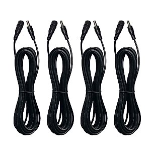 Power Extension Cord, DC 12v 10ft 2.1mm x 5.5mm 4 Pack Power Adapter Supply Camera Extension Cable for CCTV Wireless IP Security Camera, LED Strip, Monitors, DVR, Audio Camera and Router (4 Pack)