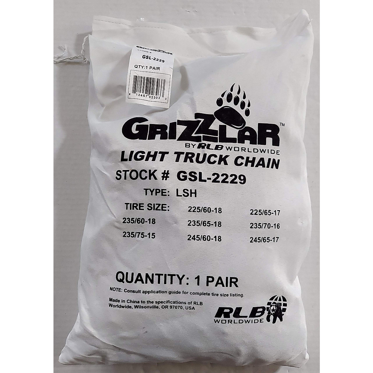 Grizzlar GSL-2229 Alloy Light Truck Ladder Tire Chains 225/55-18 225/55-19 235/60-18 235/65-17 235/70-16 LT235/75-15 245/65-17 255/55-18 255/60-17 30x9.50-15LT 30x9.50-16.5LT