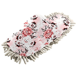 FLildon Microfiber Cleaning Slippers Blooming Pink Flower Washable Mop Shoes Slipper for Men/Women House Floor Dust Cleaner, Size L