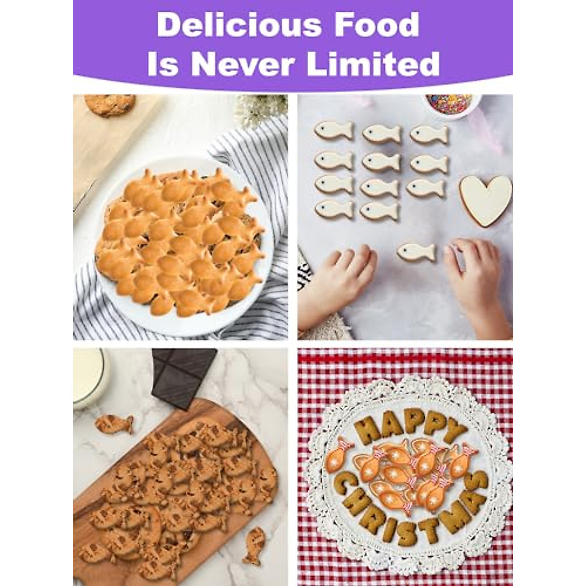 Palksky Gold Fish Crackers Cookie Cutter, 25Pcs Mini Fish Biscuit Cutter, Gold Fish Cutter for Crackers, Plastic Tiny Treats Baking Mold For Fish Shaped Foods