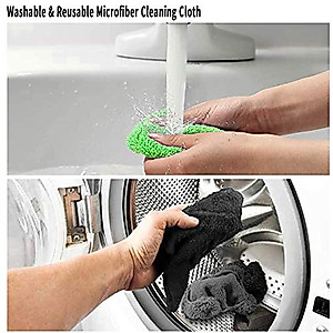 Majory Car Care Microfiber Cloths for Windshield Cleaning Tool, Windshield Cleaner Wand Replaceable Glass Cleaning Bonnets, Interior Auto Window Cleaner Washing Pads, Fit 5”, 6 Pack