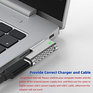 AreMe USB C to Magnetic T-Tip Charging Adapter, 90 Degree USB Type-C to Magnetic 2 T-Head 100W Power Fast Charging Converter for 2013-2015 MacBook Pro Air
