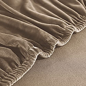 Jonuiony Wear-Resistant Universal Sofa Cover, Stretch Velvet Separate Couch Cushion Slipcovers, L Shape Sofa Chaise Covers for Both Left/Right Sectional Couch Protector(Camel,Back Cover)