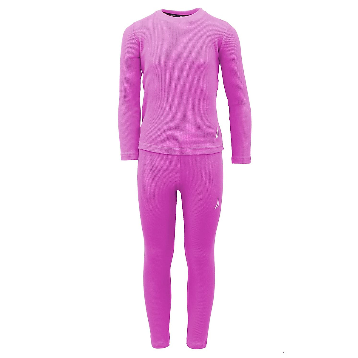 Nautica Girls' 2-Piece Shirt & Pants Base Layer Long Johns Waffle Thermal Underwear Set (Purple, 14/16)