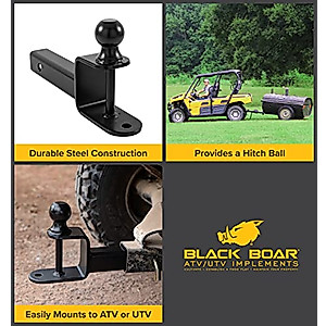 Camco Black Boar ATV/UTV 9" Extended Length Ball Mount, 2-Inch Ball, 2-Inch Shank | Includes (1) Multi-Hitch, (1) 5/8-inch Hitch Pin & (1) Bridge Pin (66081)