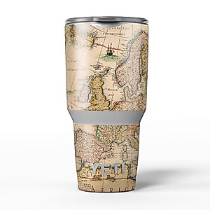 Design Skinz The Vintage Atlantic Ocean Map Pattern - Skin Decal Vinyl Wrap Kit Compatible with The Yeti Rambler Cooler Tumbler Cups