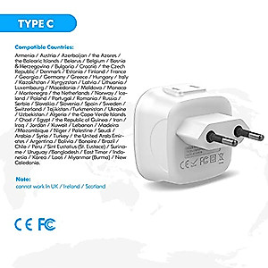 3 Pack European Travel Plug Adapter, Anstronic International Power Adaptor with 2 US Outlet, 2 in 1 European Plug Adapter for USA to Most of Europe EU Italy Iceland France Germany Spain (Type C)