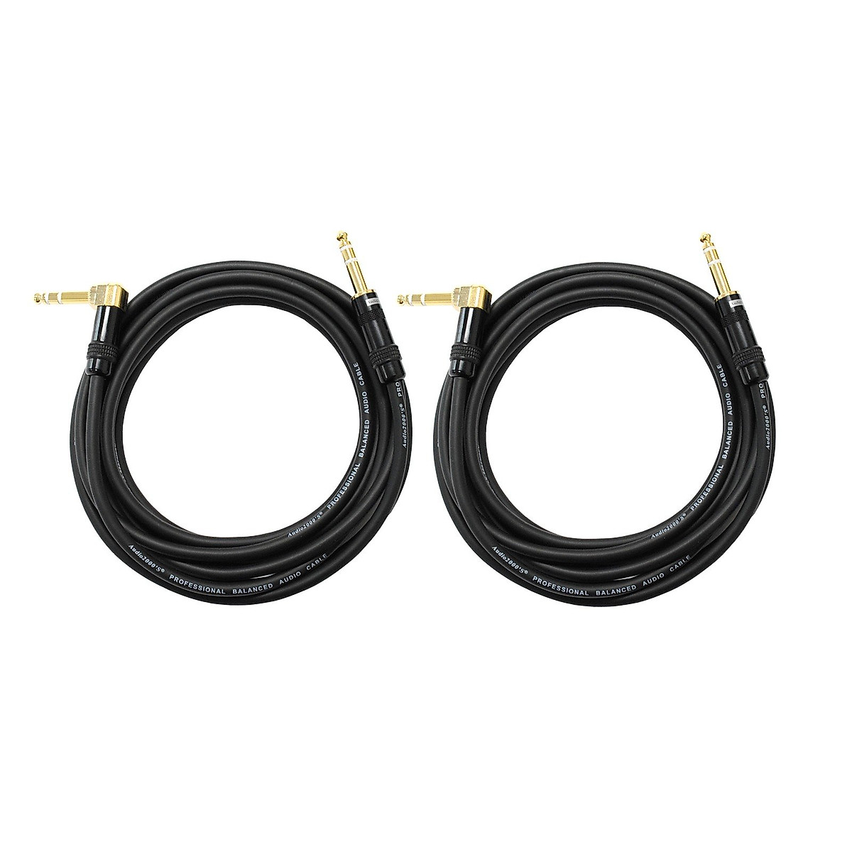 Audio2000's C26025P2 25 Ft 1/4" TRS Right Angle to 1/4" TRS Cable (2 Pack)