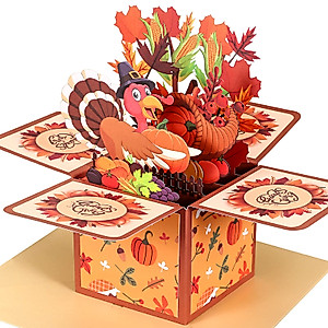 Kesote Thanksgiving Pop Up Card with Envelope, Thanksgiving Greeting Cards Thank You Cards, 3D Thankful Cards for Thanksgiving, Pop Up Happy Thanksgiving Card for Kids Employees