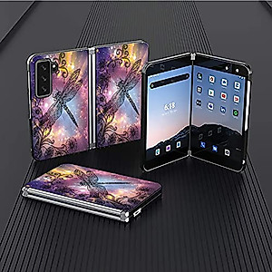for Microsoft Surface Duo 2 Case for Women Men,AIRWEE Ultra Slim Hard PC Shookproof Fold Case Protective Cover for Microsoft Surface Duo 2 2nd 2021,Starry Dragonfly