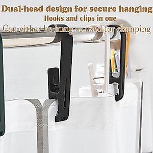 Realand 10pcs Large Clothes Pins with Hooks - Sturdy Laundry Hooks with Clips, Reversible Closet Bathroom Hanging Clips for Towel Shower Curtain Boot Hangers Sock Robe