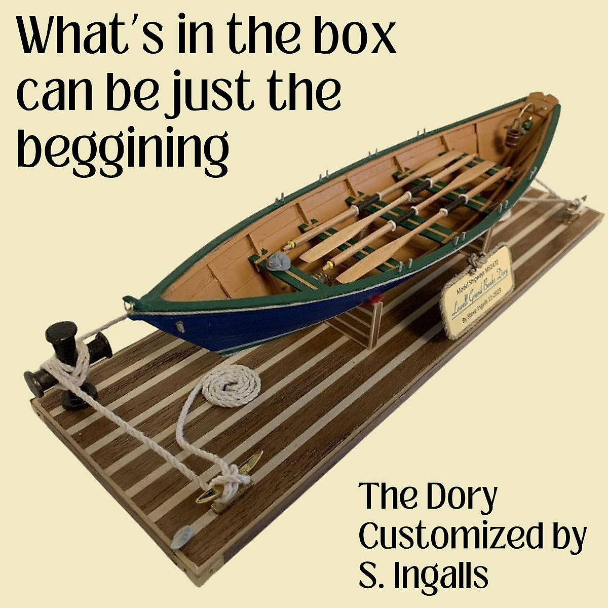 Lowell Grand Banks Dory Wooden Model Ship Kit - 1:24 Scale Plank-on-Frame Construction with Laser Cut Basswood Parts, Detailed Plans & Instructions, Display Base Included - Beginner Level