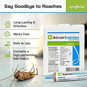 Evolution Cockroach Gel with Two Premium Rubber Tipped Plungers - 4 Tubes of Bait, Prevent Roach Infestations