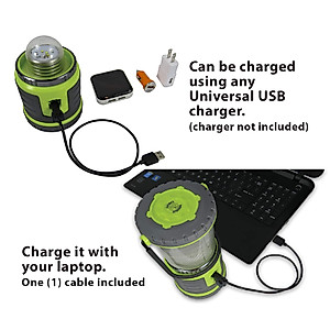 Tough Light USB Rechargeable Lantern | 400 Lumens | 200 Hours of Light | 6000mAh Power Bank | 6 Modes | Hanging Tent Lamp for Camping, Outdoors, Hurricane or Power Outage