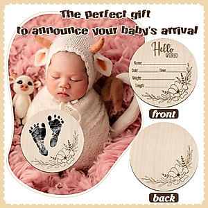 Mayyi Newborn Birth Announcement Sign,Personalized Baby Announcement，Custom Engraved Wooden Baby Name Sign，Newborn Photo Props, Hello World Newborn Announcement for Hospital (BAS 02)