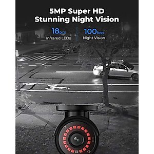 REOLINK 8CH 5MP Black Security Camera System, 8pcs Person/Vehicle Detection Smart 5MP Wired Outdoor PoE IP Cameras, 8MP 8-Channel NVR with 2TB HDD for 24/7 Recording, Bundle with RLC-510A Black