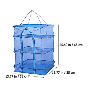 Abaodam 3 Layer Herb Drying Rack Plant Hanging Mesh Dry Net with Zipper Folding Drying Net Multi- Function Drying Vegetable Fish Hanging Mesh (Height 26 inches)