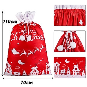 CCINEE Giant Christmas Santa Sack,Oversized Red Velvet Santa Bags Gift Wrap with Cord Drawstring for Christmas Party Supplies Storage Bags Holiday Gifts Decor（43.3 x 27.5 Inch，House Elk）