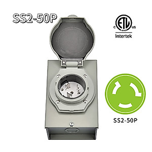 Pre-Drilling 50 Amp Generator Power Inlet Box RVMATE, NEMA SS2-50P 125/250 V 6250/12500W Power Inlet Box, Waterproof for Outdoor Use