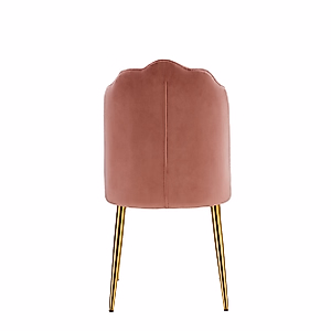 Iconic Home Chelsea Dining Side Chair Vertical Channel Quilted Velvet Upholstered Crown Top Back and Seat Solid Gold Tone Metal Legs (Set of 2) Modern Contemporary, Blush