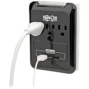 Tripp Lite Protect It! Surge Protector, 3 AC Outlets/2 USB Ports, 540 J, Black