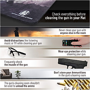 Gun Cleaning Mat by PH - Measures 11" x 17" 3 mm Thick - Oil and Solvent Resistant Padded Non-Slip - Compatible with Compact to Large Guns - for Maintenance or Repairs to Your Firearm (Flag+Soldier)