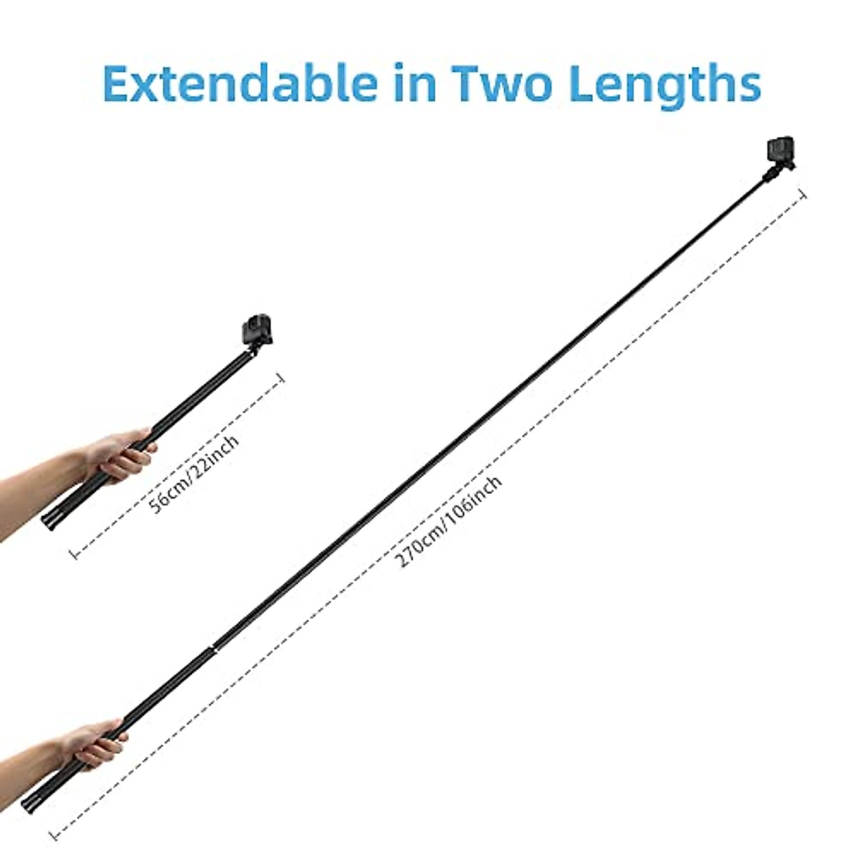 AFAITH 106" Long Carbon Fiber Handheld GoPro Selfie Stick Extendable Pole Monopod for GoPro Hero 11 Hero 10 Hero 9 Hero8 Hero7 Black, DJI OSMO Action Camera, Insta 360 Cam & Other Action Cameras