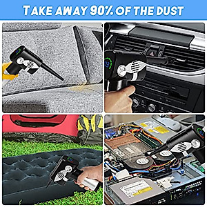 Compressed Air Duster with Brushless Motor,3 Speeds Electric Vacuum Cleaner Air Duster,3-in-1 6000mAh Electric Canned Air Kit for Electronics Dust Cleaning, Air Blower with Rechargeable Battery