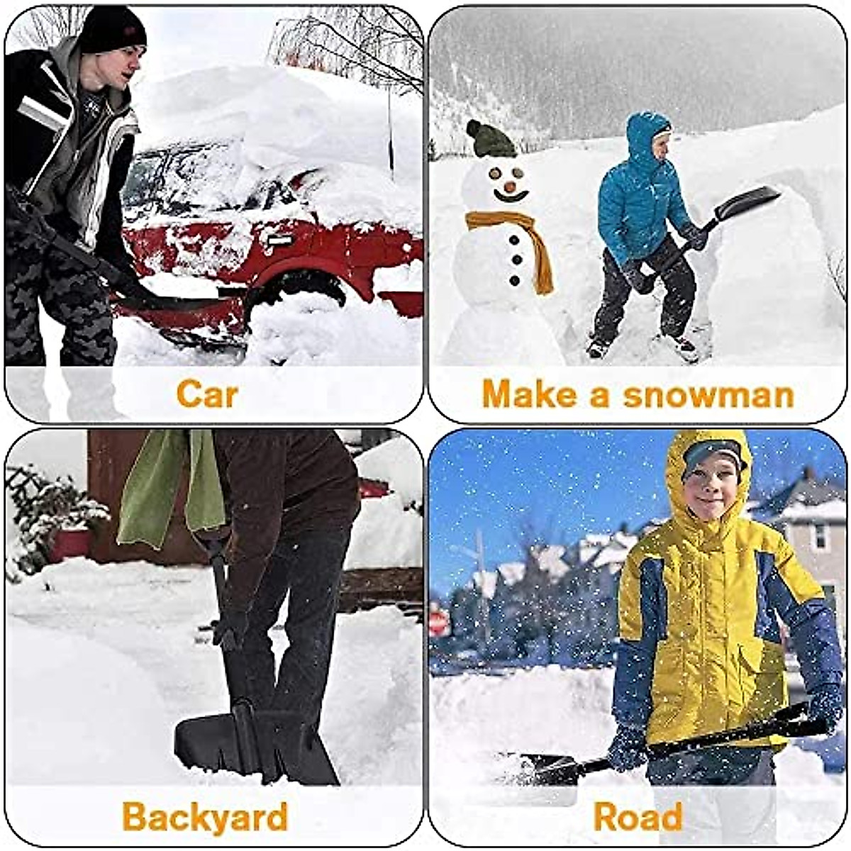 Snow Shovel for Driveway, Portable Snow Shovel with Handle and Large Capacity for Snow Removal, Lightweight Sport Detachable Shovel for Car Emergency Camping Garden