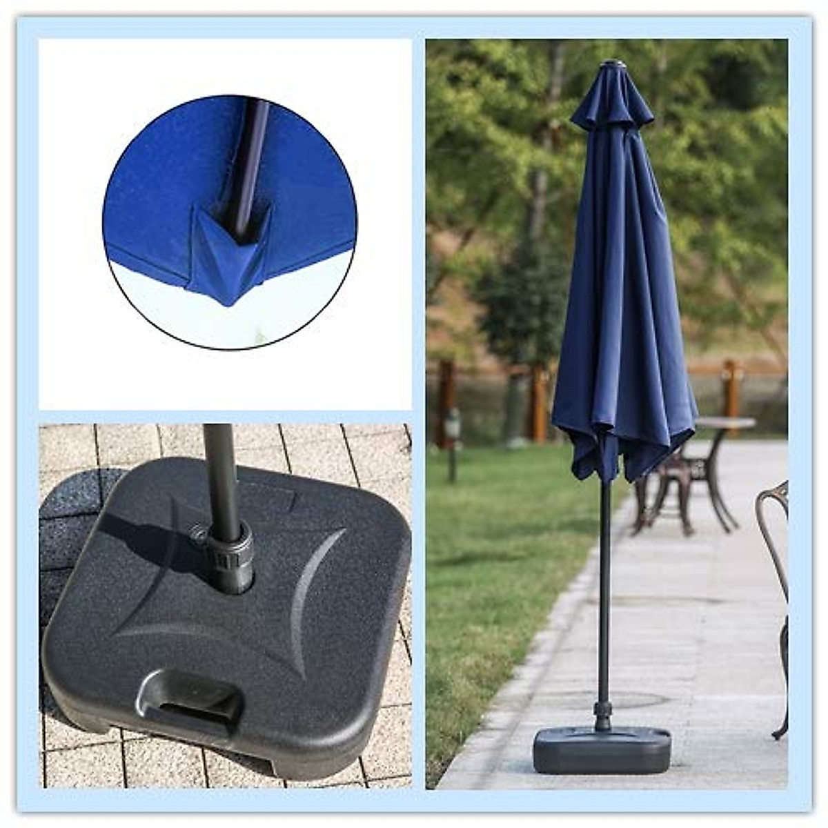 LOKATSE HOME Table Outdoor Market Patio Umbrella, 9 Feet Garden Umbrella with Crank, 6Ribs (Blue)