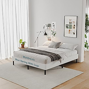 VTWAZAST 5 Inch Full Size Box Spring with 9 Inch Metal Leg Support, Easy Clean Fabric Bed Cover Included, Metal Heavy Duty Mattress Foundation, Noise Free, Easy Assembly