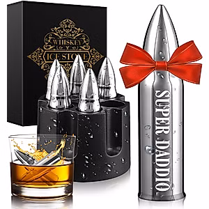 Fathers Day Dad Gifts - Gifts for Dad, Fathers Day Present Ideas - “Super Daddio” Dad Birthday Gift, Dad Gifts from Daughter, Son - Whiskey Stones Gifts for Dad Papa, Fathers Gifts