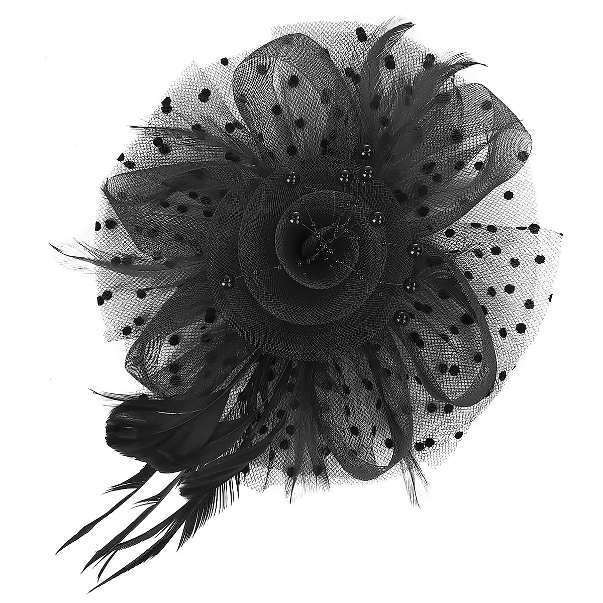 American Trends Fascinators Hat for Women Tea Party Hat Fashion Flower Feathers Headbands Derby Wedding Hat Hair Clip for Girls Women Black