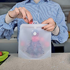 Reusable 100% Silicone Food Storage Bags, Freezer Storage Bags for Boil ，Heat and Microwave，3pack：50oz，33oz，17oz (transparent colour)